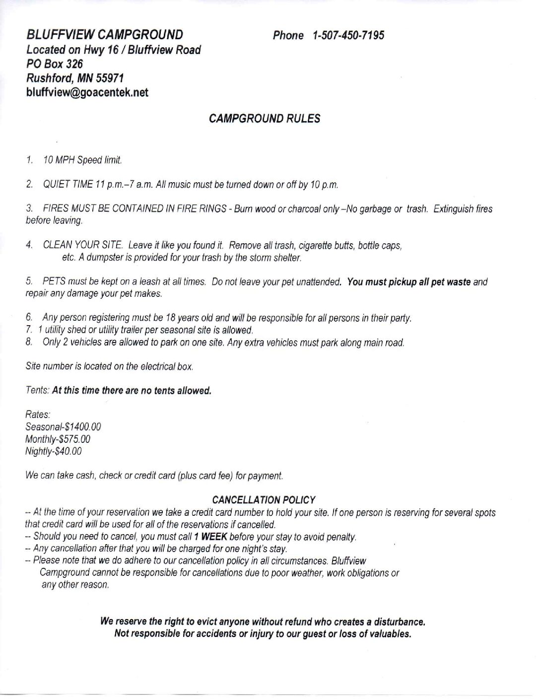 CAMPGROUND-RULES-2025 - Bluffview Campground